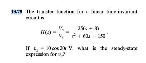 solved 13 78 the transfer function for a linear