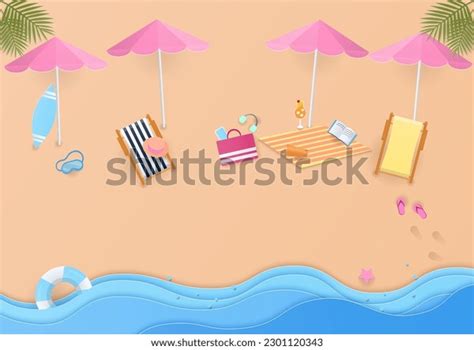 Summer Background Concept Pink Beach Umbrella Stock Vector Royalty