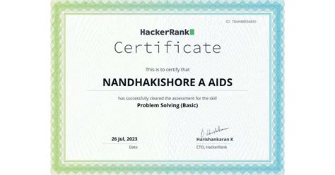 Nandha Kishore On Linkedin Hackerrank Skill Certificate