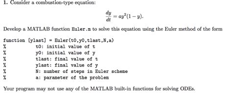 Dydt Ay21 Ydevelop A Matlab Function Euler