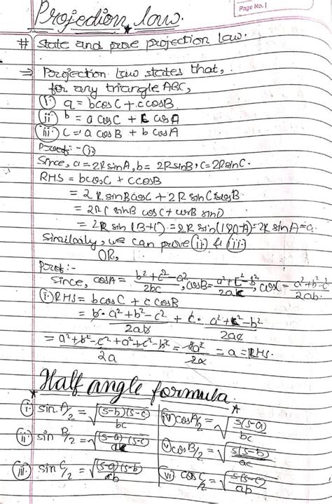 Class 11 Properties Of Triangle Proving Portion Note Library