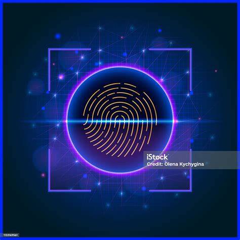 보호 된 디지털 데이터에 액세스 하기 위한 생체 인식 지문 스캔 사이버 보안 기술 개념입니다 벡터 일러스트 0명에 대한 스톡 벡터 아트 및 기타 이미지 Istock