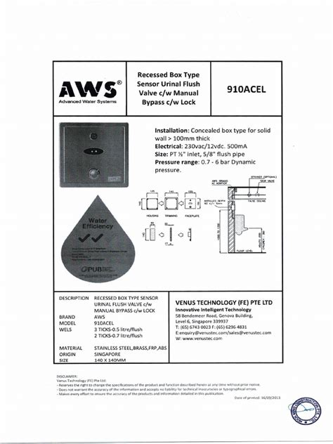 Aws Sensor Box Urinal Bowl Pdf