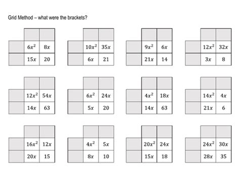 Factorising Non Monic Quadratics Grid Tasks Teaching Resources