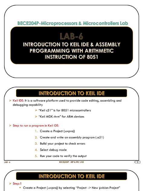 Lab 6 8051 Intro To Keil And 8051 Arithmetic Inst Pdf