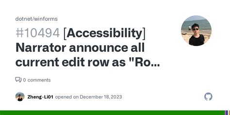 Accessibility Narrator Announce All Current Edit Row As Row 1 For