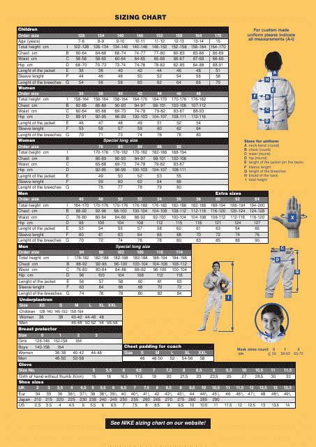 Fencing Uniform Size Chart Download Printable Pdf Templateroller