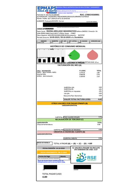 Factura Agua Potable Pdf Hidrología Agua