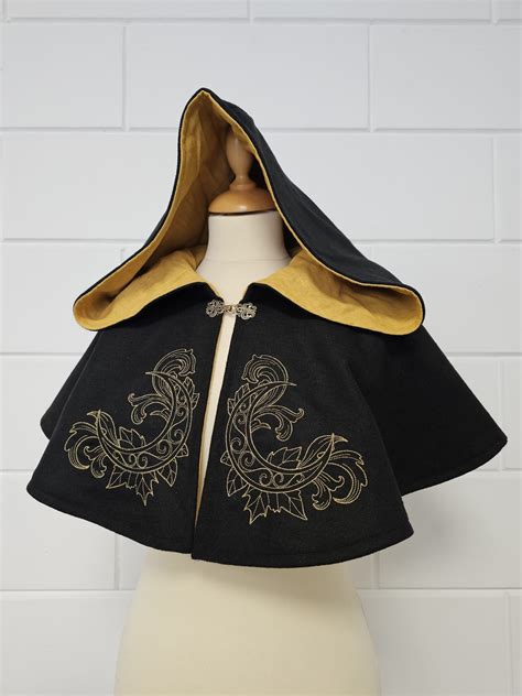 Embroidered Capelet With Crescent Moon Blackyellow The Dutch