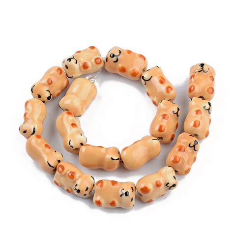 5pcs 목걸이 귀걸이를 만드는 보석에 대 한 작은 곰 세라믹 구슬 손으로 그린 플랫 물고기 Diy 세라믹 스페이서 비즈 Accessorie보석 재료 And 부속품