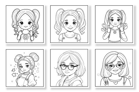 Easy Line Drawing Of A Girl Coloring Kdp Graphic By Wow Magic · Creative Fabrica