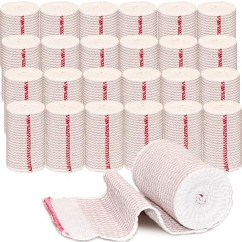 24 Pack Elastic Bandage Wrap 3” Bandage Wrap With Hook And Loop Closure On Both Ends