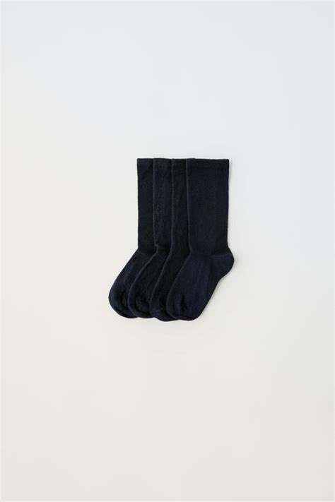 Four Pack Of Knee High Socks Navy Blue Zara Ireland