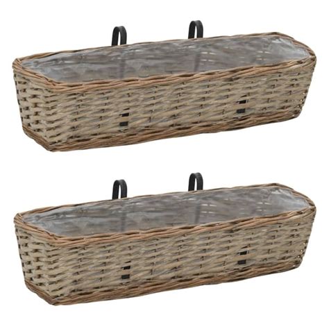 Vidaxl Plantekasser For Balkong 2 Stk Flettekurv Med Pe Fôring 60 Cm Cdon