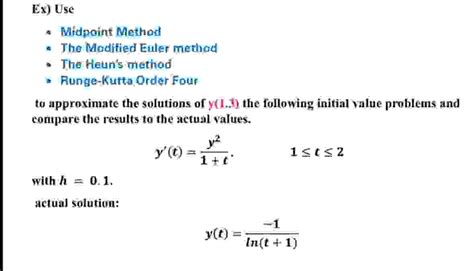 Solved Es Usea Midpoint MethodThe Modified Euler MethodThe Chegg Com