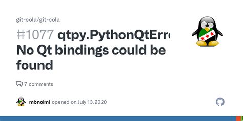 Qtpypythonqterror No Qt Bindings Could Be Found · Issue 1077 · Git Colagit Cola · Github