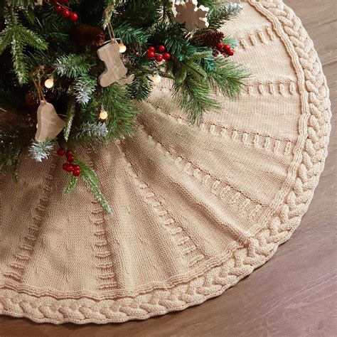Limbridge Knitted Christmas Tree Skirt 48 Inch Beige