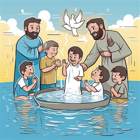 Premium Photo Cartoon Baptism With Immersion And Symbolism