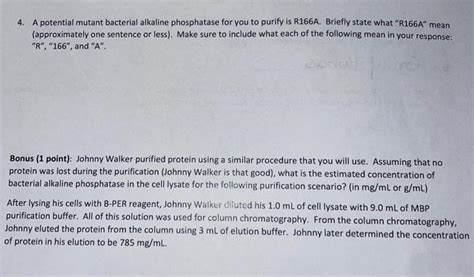 Solved 4 A Potential Mutant Bacterial Alkaline Phosphatase
