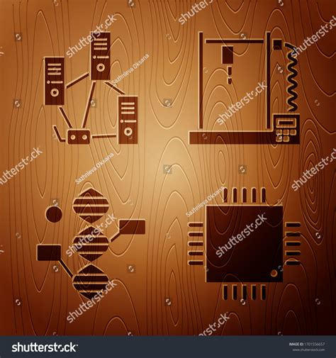 Set Processor Microcircuits Cpu Computer Network Stock Vector Royalty Free 1701556657