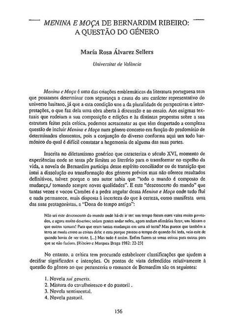 Menina E Mo A De Bernardim Ribeiro A Quest O Do G Nero Mar A Rosa Lvarez Sellers