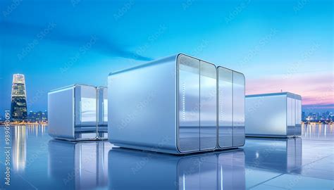 Symmetrical Modular Energy Storage Units In A High Tech Urban Setting