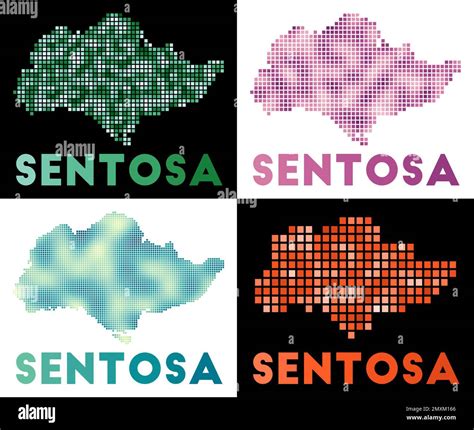 Sentosa Map Collection Of Maps Of Sentosa In Dotted Style Borders Of The Island Filled With