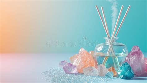 Mockup Banner Featuring An Aromatherapy Diffuser And Healing Crystals