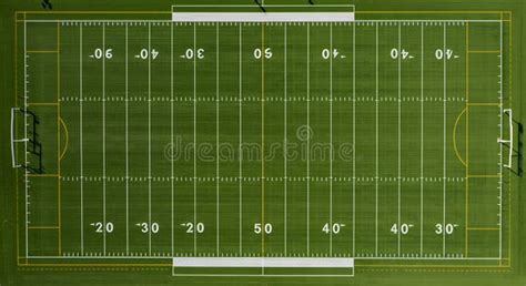 Aerial View Of American Football Field Green Turf Yard Lines