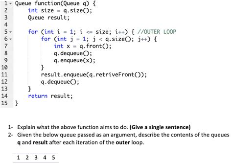 Solved Queue Functionqueue Q Int Size Q⋅size Queue