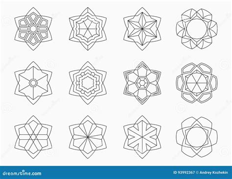 Set Of Abstract Symmetric Geometric Shapes Stock Vector Illustration Of Brand Concept 93992367