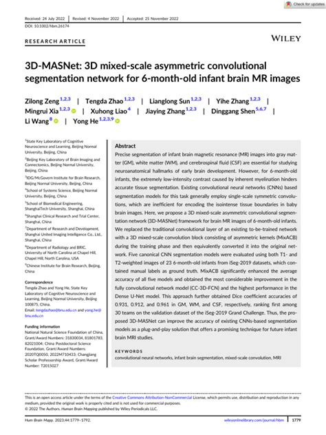 Human Brain Mapping 2022 Zeng 3d‐masnet 3d Mixed‐scale Asymmetric