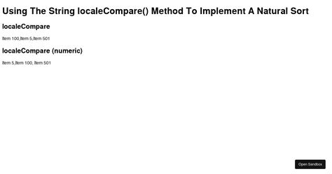 Using The String Localecompare Method To Implement A Natural Sort Codesandbox