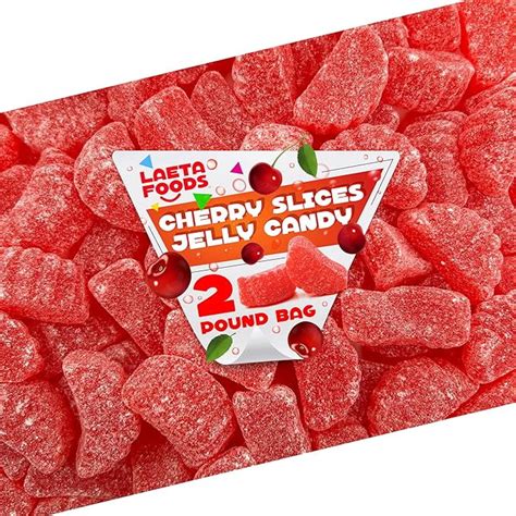 Cherry Slices Candy 2 Pound Bag Sugar Dusted Classic Jelly Fruit Slices Bulk Red Candies