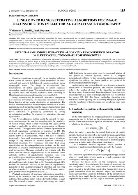 Pdf Linear Over Ranges Iterative Algorithms For Image Reconstruction