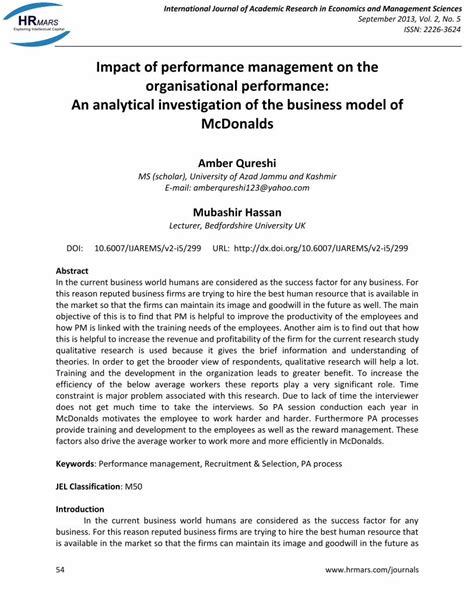 Pdf Impact Of Performance Management On The Organisational Hrmars Papers Impact