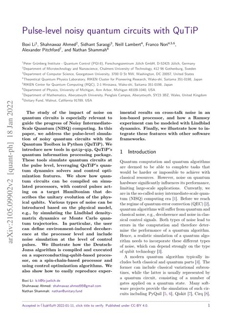Pdf Pulse Level Noisy Quantum Circuits With Qutip