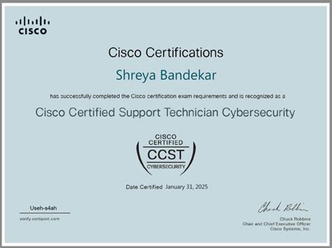 Ciscocertification Cybersecurity Ccst Professionalgrowth Techsupport Shreya Bandekar