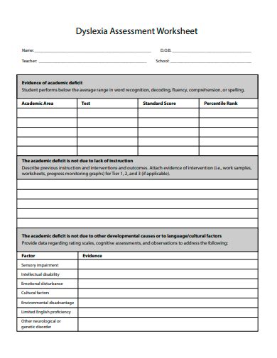 Free 50 Assessment Worksheet Samples In Pdf Ms Word