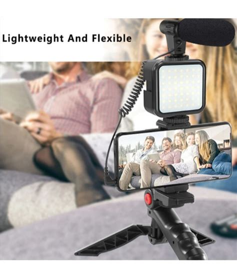 Kit 01lm Phone Vlogging Kit Mini Tripod With Microphone Led Light With Phone Holder Live
