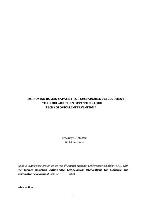 Pdf With The Theme Unlocking Cutting Edge Technological