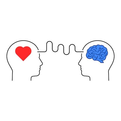 Premium Vector Connection Of Mind And Heart With Heads Flat Linear