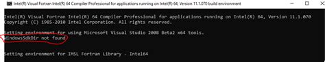 Why Is There Windowssdkdir Not Found Warnings When I Run Ifort Compiler From Cmd Prompt In