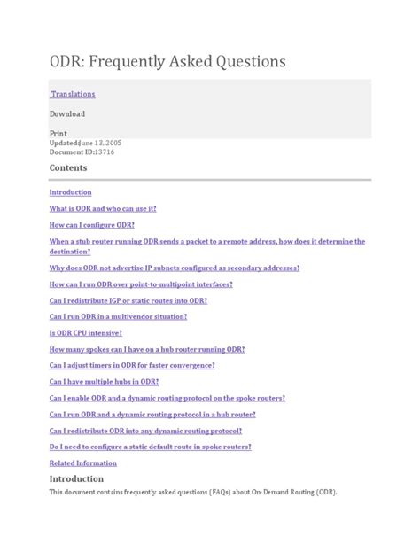 Odr Frequently Asked Questions Translations Pdf Router Computing Ip Address
