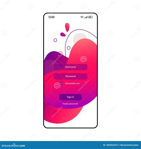 Login Page Smartphone Interface Vector Fluid Template Mobile App Pink