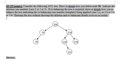 Solved Consider The Following Avl Tree Show In Details How