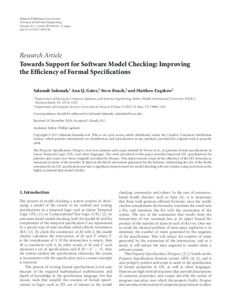 pdf towards support for software model checking improving the