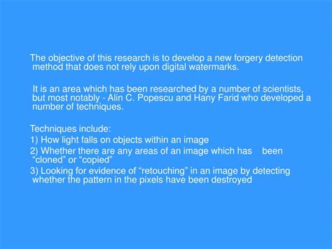 Ppt Digital Image Forgery Detection Techniques For Still Images Powerpoint Presentation Id