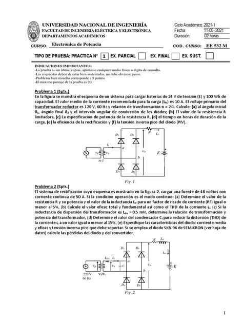 pc1 ee532 fiee uni pdf rectificador energia electrica