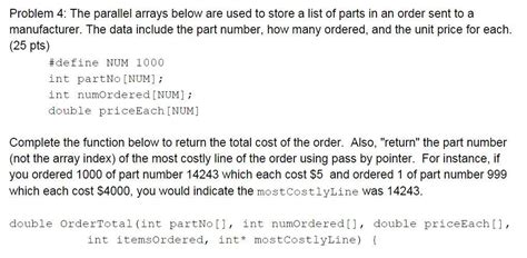 Solved Problem 4 The Parallel Arrays Below Are Used To